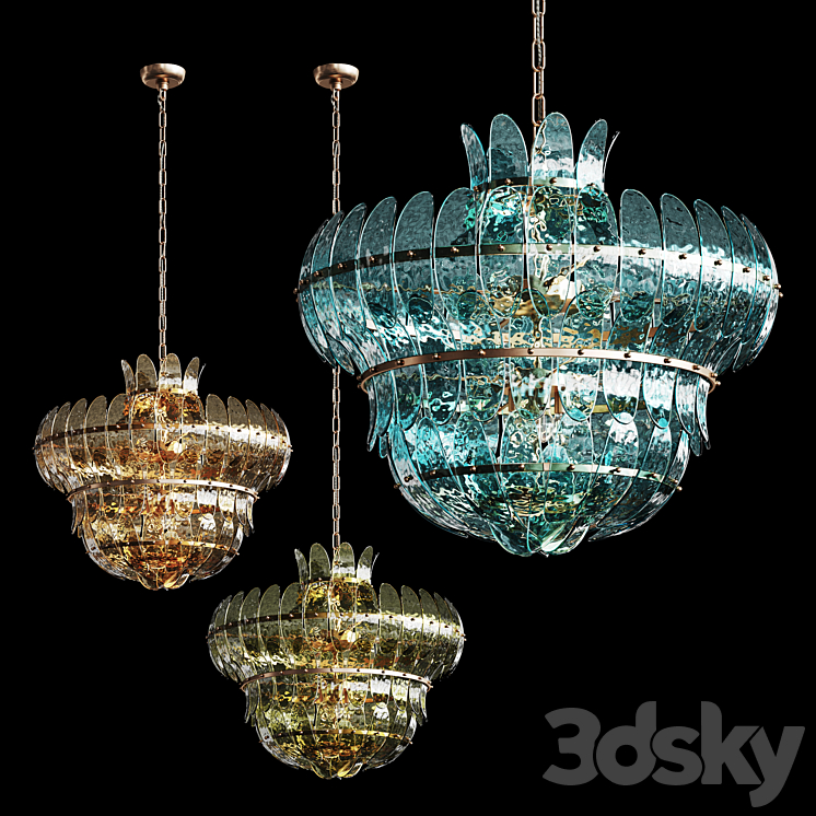 Arcade Brass Chandelier lightingnewyork - Pendant light - 3D model