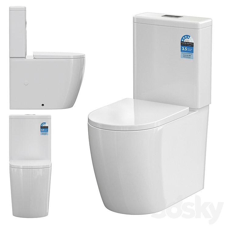 Aleppo Rimless Toilet Suite TS121 - Toilet and Bidet - 3D model