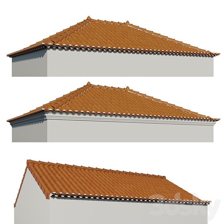 Mediterranean roof tiles - Facade element - 3D model