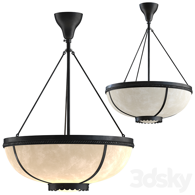 Opalescent Slag Glass Inverted Dome - Ceiling lamp - 3D model