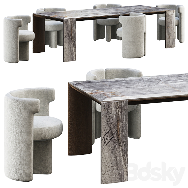 Dining table Ly-Table by Henge and Chair Claudine by Meridiani - Table ...