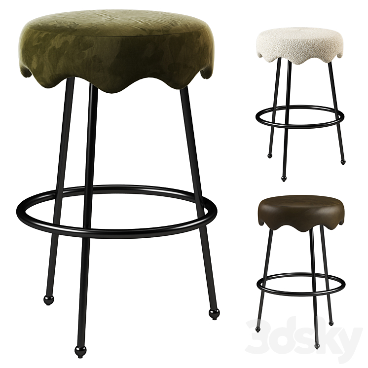 Sixtheresidence No 17 The Honore Scalloped Bar Stool - Chair - 3D model