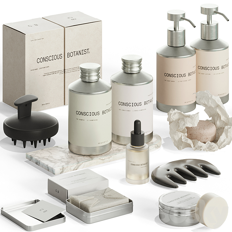 Conscious Botanist cosmetics set - Bathroom accessories - 3D model