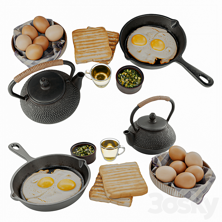 Breakfast Essentials - Food and drinks - 3D model