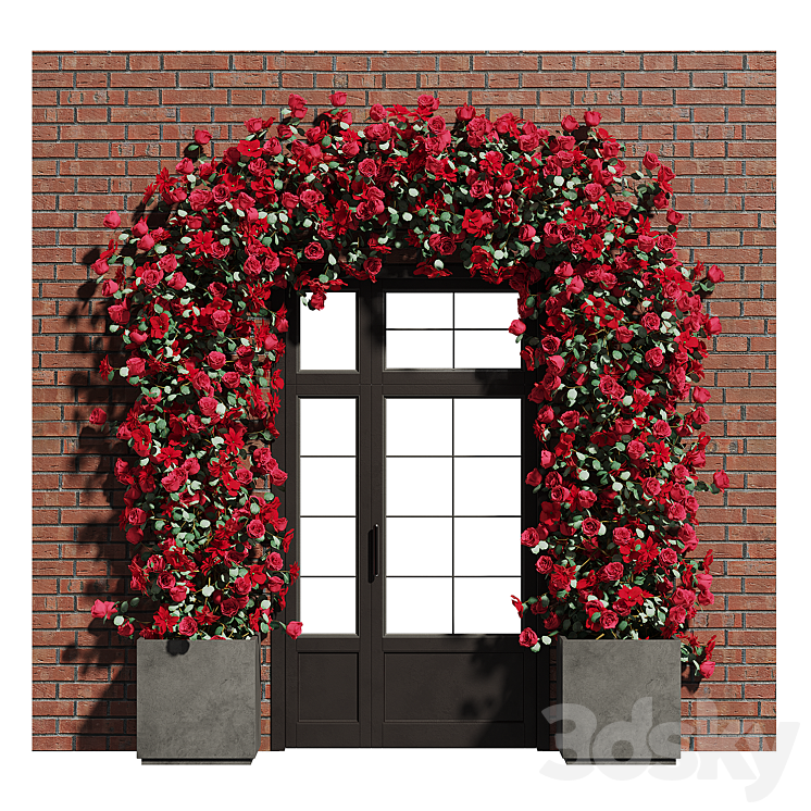 Facade flower arrangement of roses and poinsettias - Facade element ...