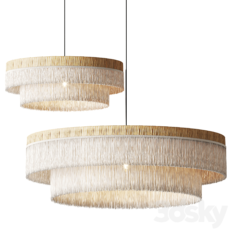 Kavi Fringed Raffia Lamp - Pendant light - 3D model