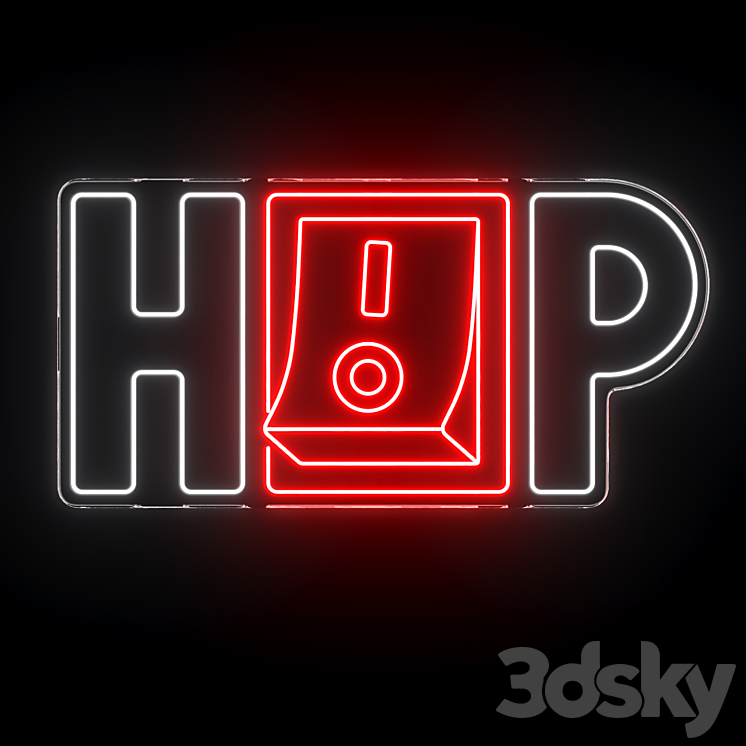 Hip Hop Neon Sign - Neon - 3D model