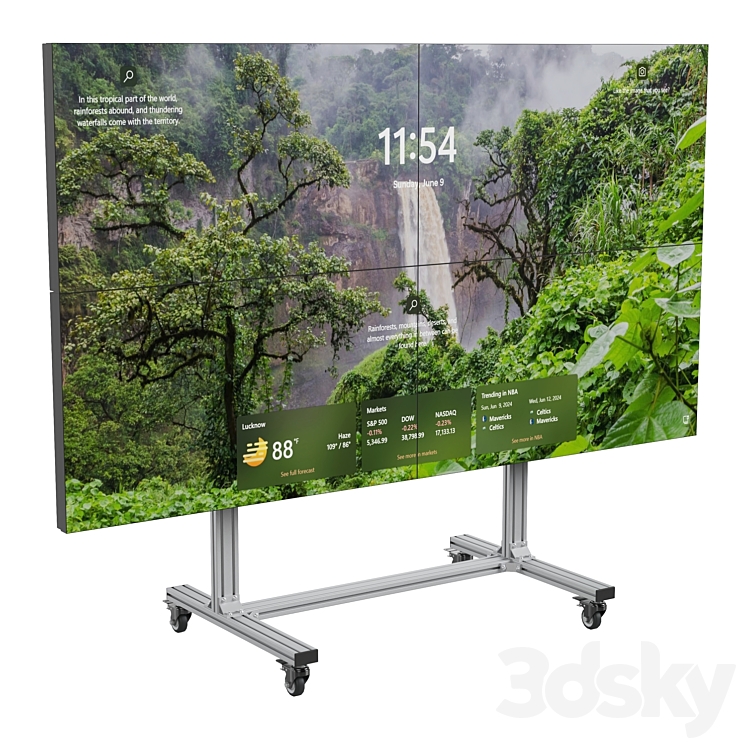 2x2 55-inch video wall on a stand - TV - 3D model