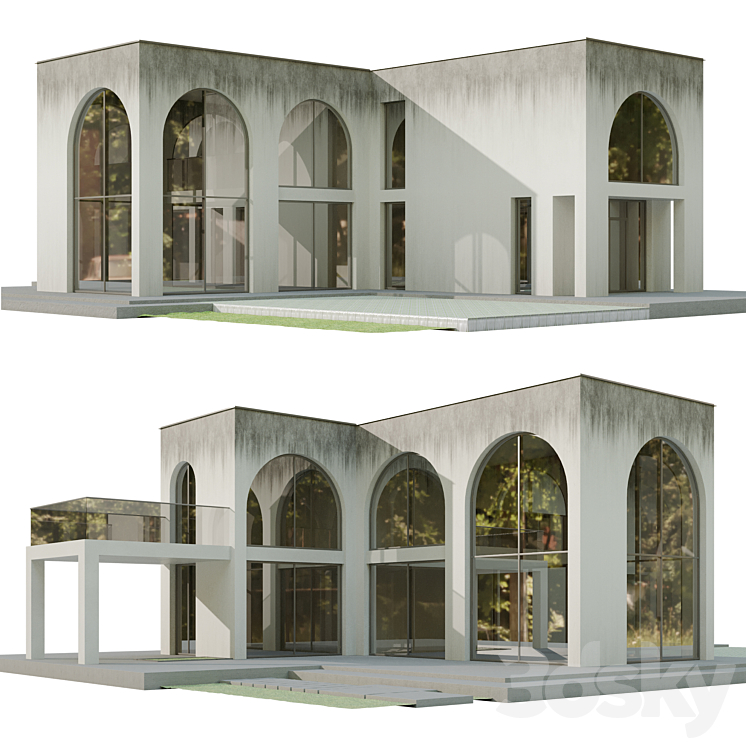 Concrete house with arches N0125 - Building - 3D model
