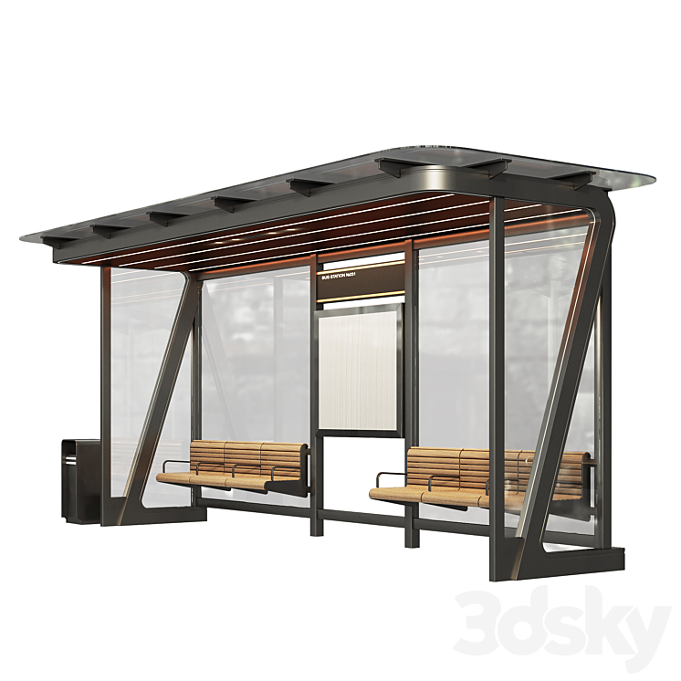 Bus station metal and glass N0125 - Other - 3D model
