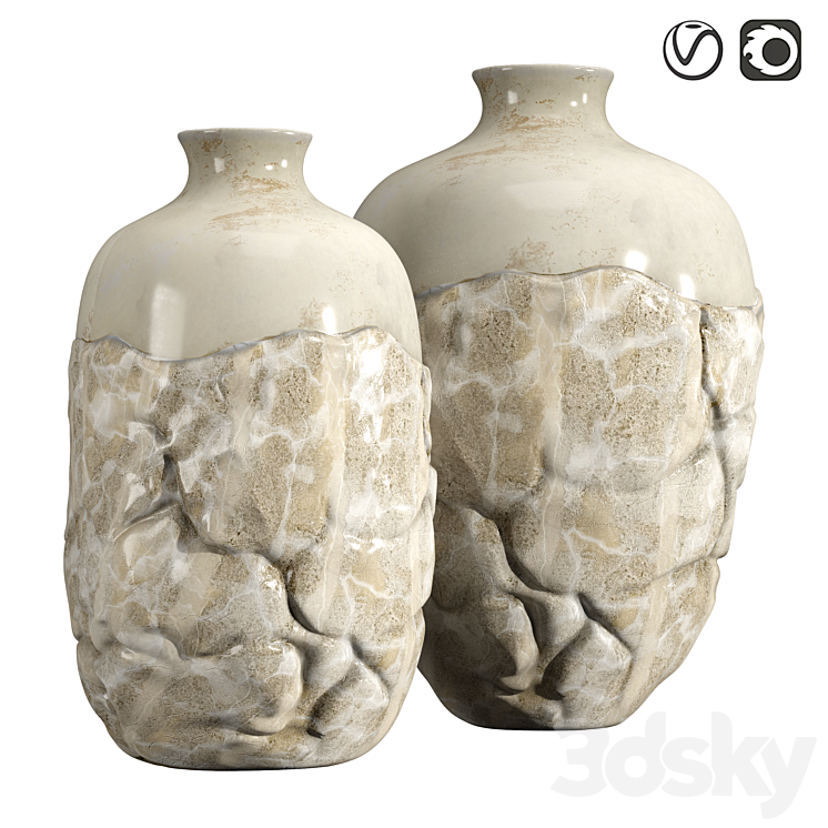 Stone Texture Ceramic Vases Set 33 - Vase - 3D model