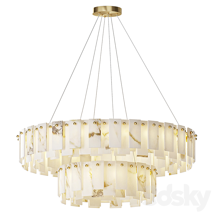 Double Round Alabaster Chandelier - Pendant light - 3D model