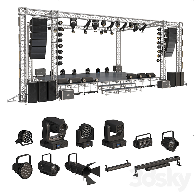 Prefabricated stage with equipment - Miscellaneous - 3D model