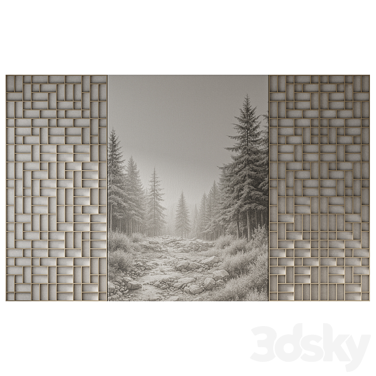 Chinese style Headboard 3d Wall Panel - Other decorative objects - 3D model