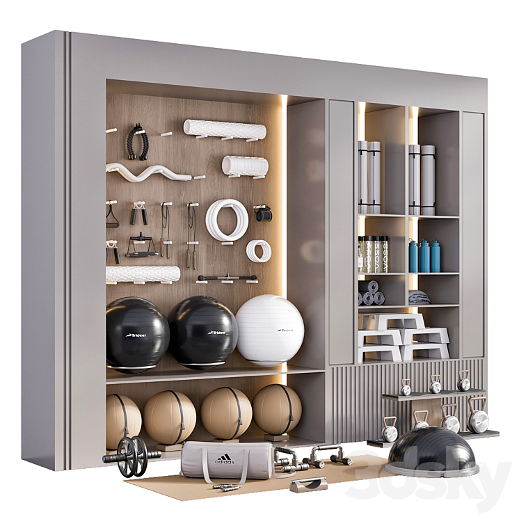Gym Rack with Sport Equipment's No3 - Sports - 3D model