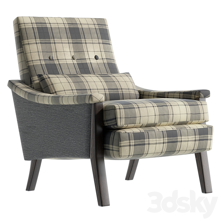 Ergonomic Chartreuse Checkered Lounge Chair - Arm chair - 3D model