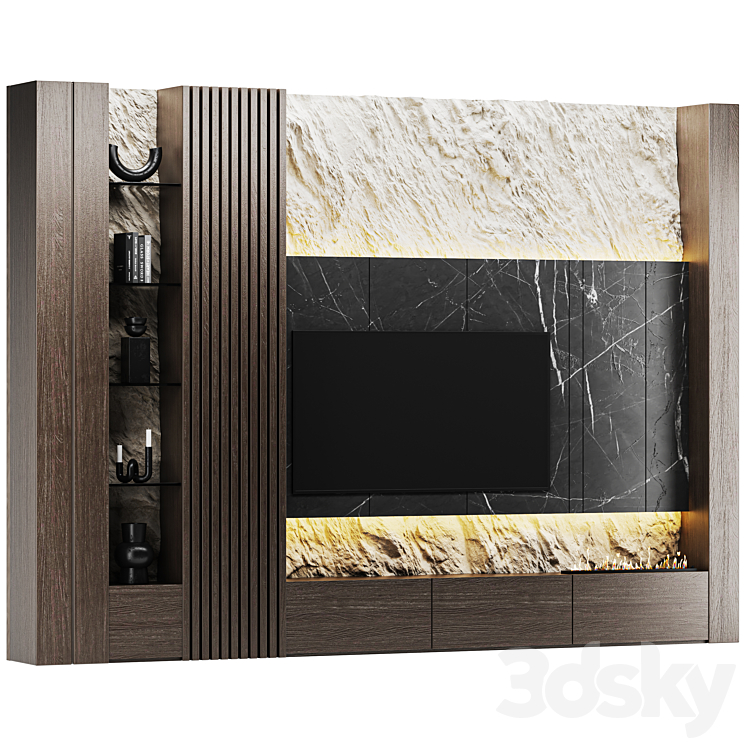 Dual Marble TV Wall Unit - TV Wall - 3D model