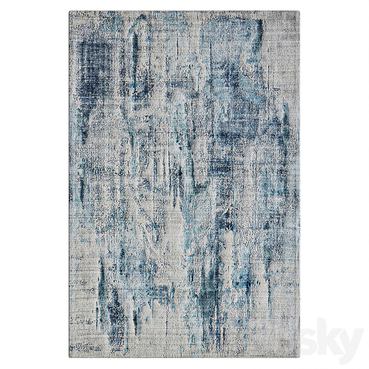 Abstract Area Rug in Blue - Carpets - 3D model