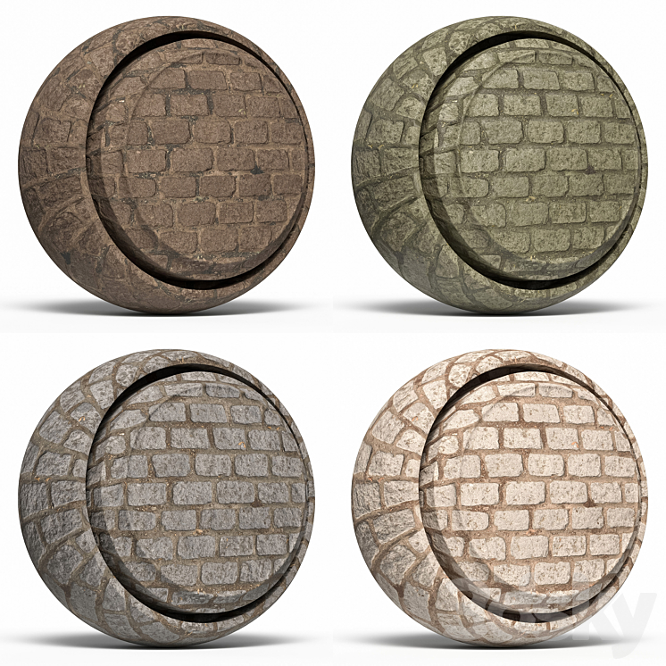 BRICK 40 - worn cobblestone with debris - Brick - 3D model