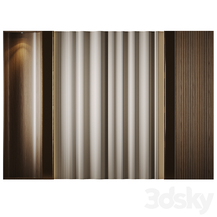 Wall Panel “Wave Lines & Wood Niche” - Other decorative objects - 3D model