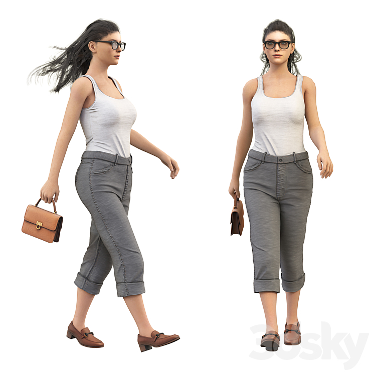 Walking woman character 02 - Creature - 3D model