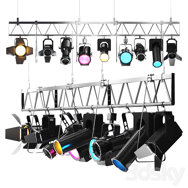 A soft theatre rig with lighting equipment - Technical lighting - 3D model