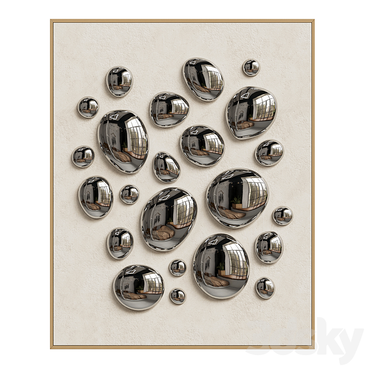 Chrome Bubble Wall Decor 04 - Other decorative objects - 3D model