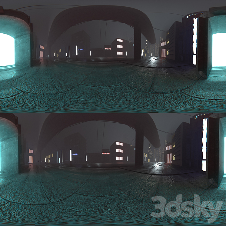 Neon Alley HDRI – Teal & Coral - HDRI - 3D model