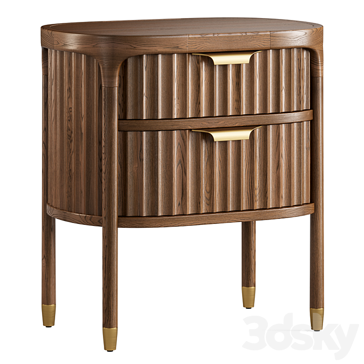 Isla Fluted-Wood Two-Drawer Nightstand - Sideboard & Chest of drawer ...