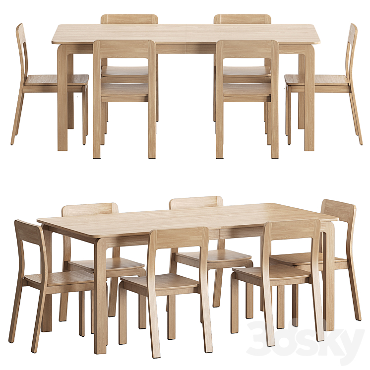 Talet extendable table and Talet chairs in La Redoute oak - Table ...