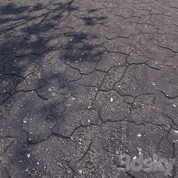 Cracked Asphalt Material | 4k | Seamless | PBR - Stone - 3D model