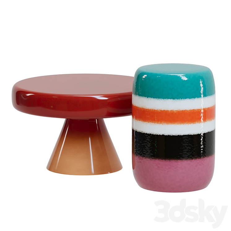 Rici and Striped Pill tables - Table - 3D model