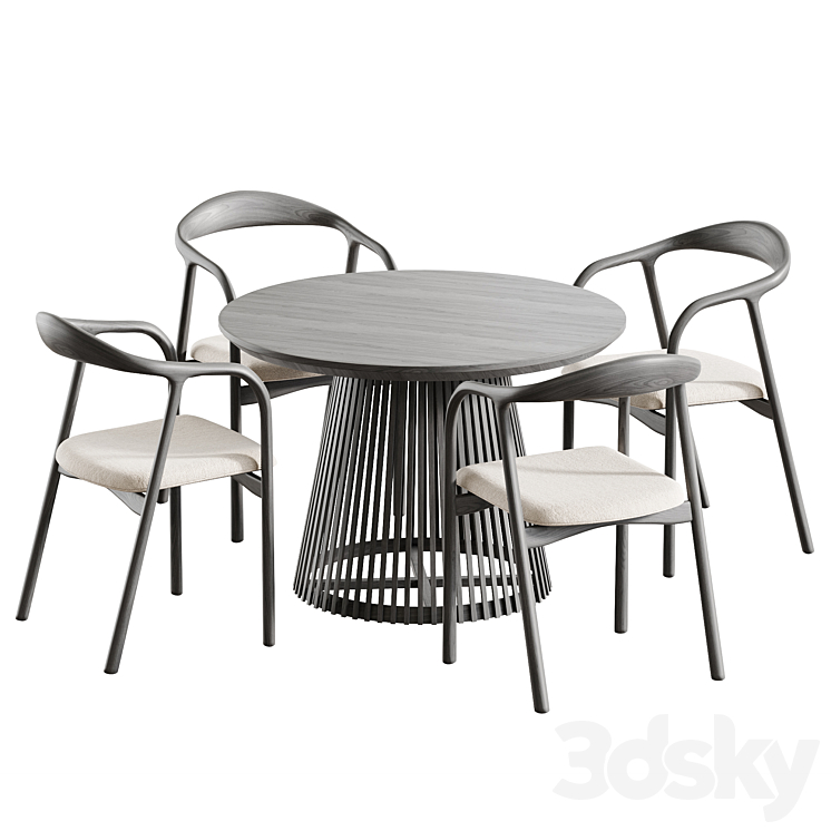 Kave Home Jeanette Table and Lugano Chair - Table + Chair - 3D model