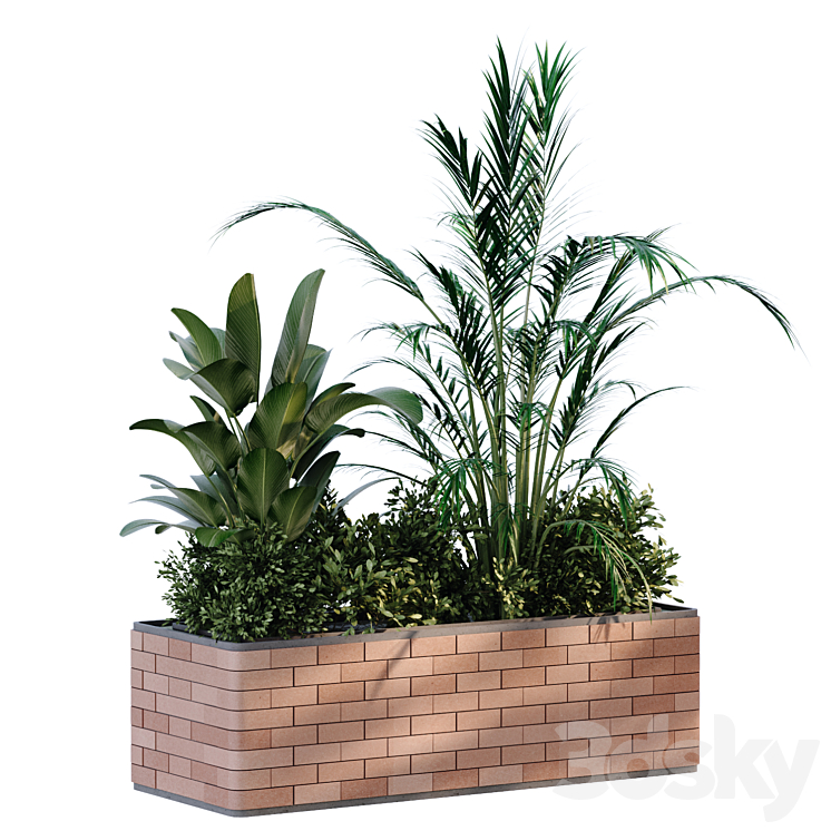Plant in Brick Box 895 - Outdoor - 3D model