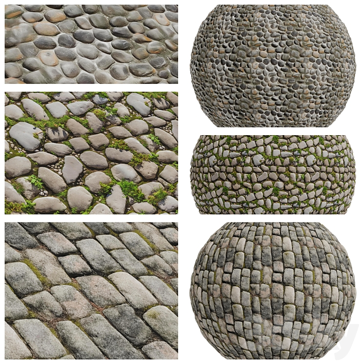 FB1182 cobblestone 2 | 3mat | 4k | PBR - Stone - 3D model