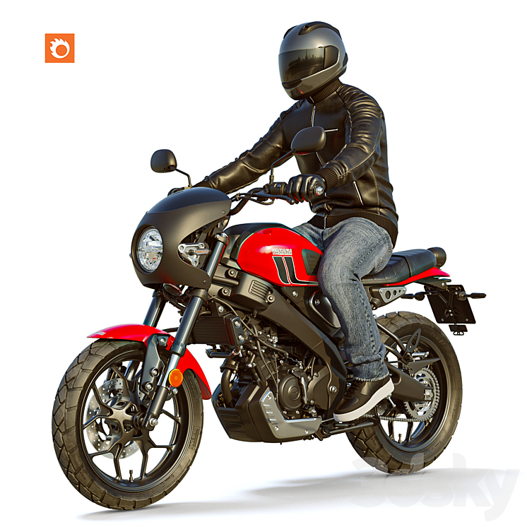 Yamaha XSR-125 Racer with male rider - Creature - 3D model
