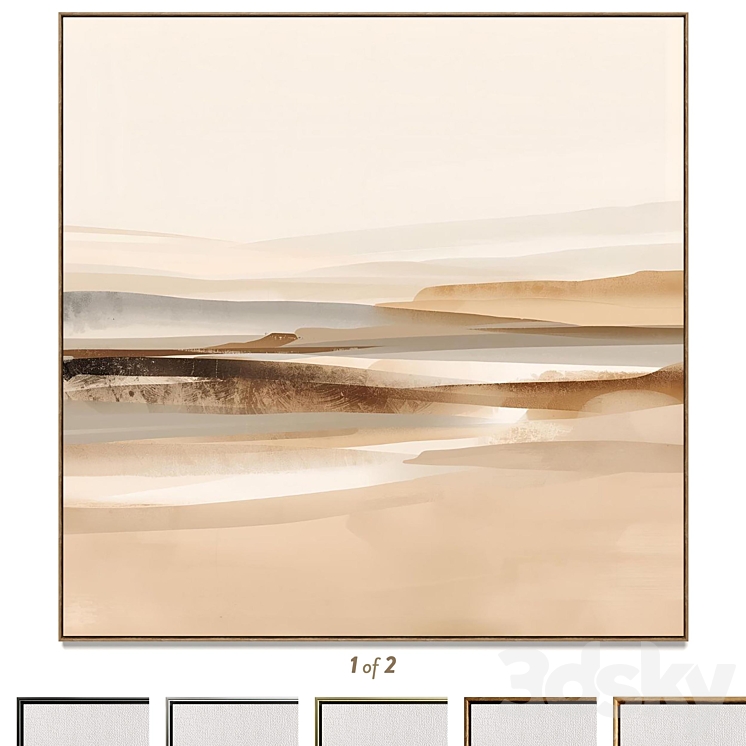 Plaster Two Square Photo Frames B-217 - Frame - 3D model