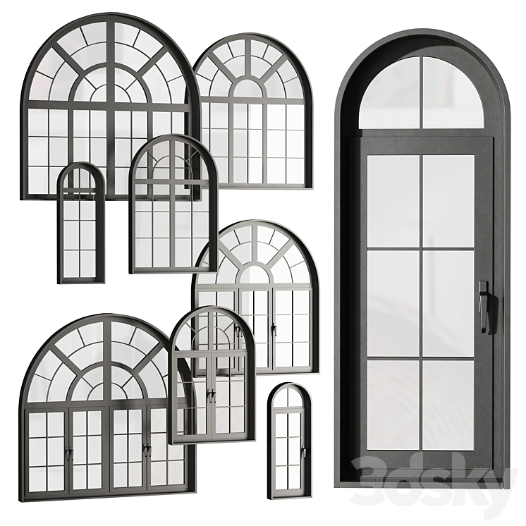 A set Metal Windows frame metal corona - Windows - 3D model