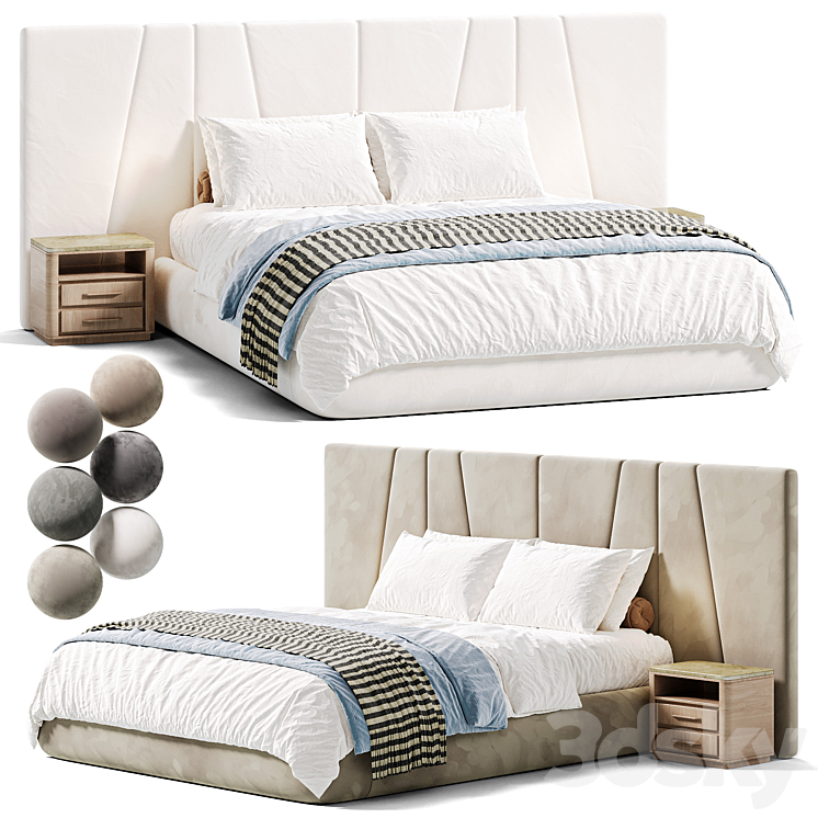 Montreal Bed with Wide Headboard - Bed - 3D model
