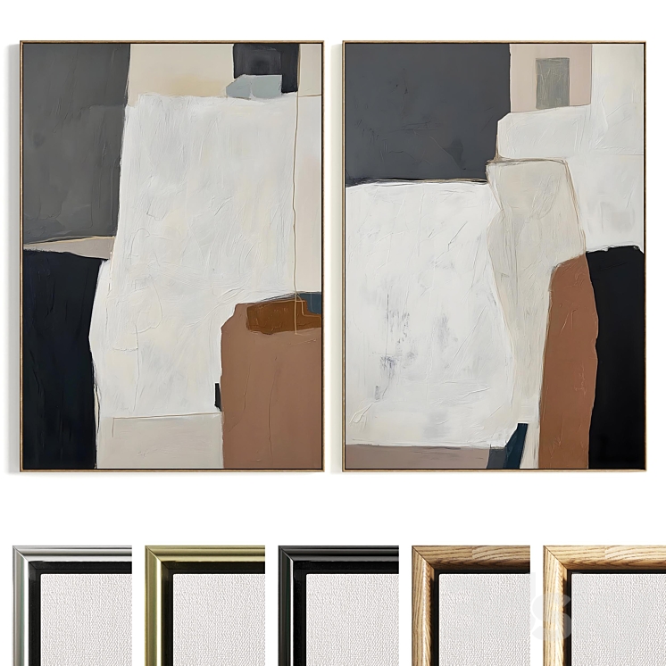 Plaster Two Photo Frame B-755 - Frame - 3D model