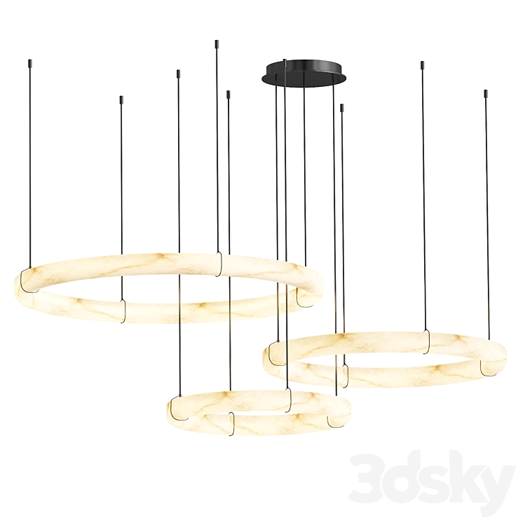 Modern Triple Ring Alabaster Pendant Light - Pendant light - 3D model