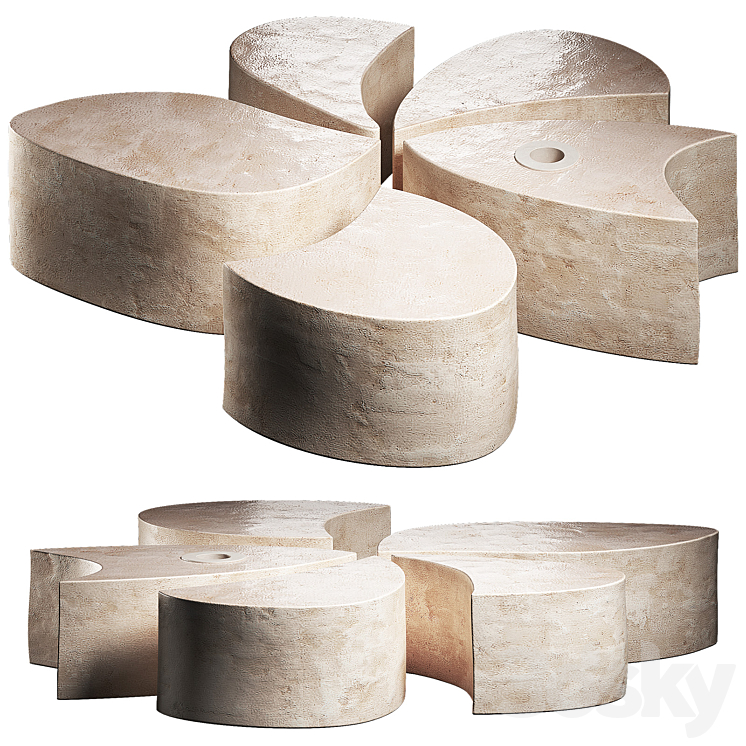 Dahlia Table by Elsa Foulon. Modular set of 5. - Table - 3D model