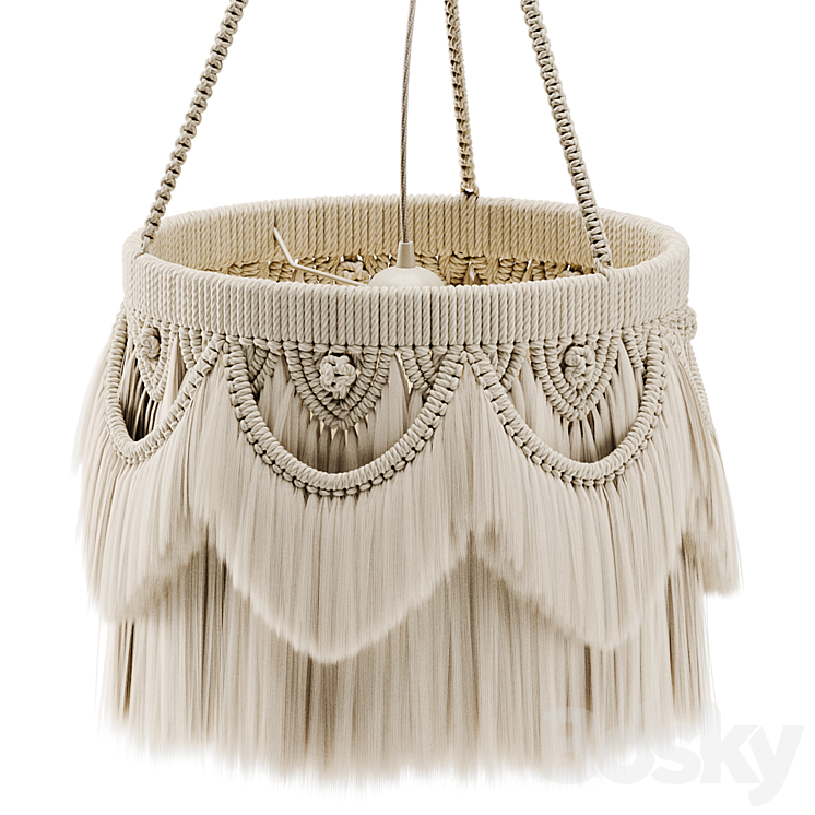 Fringe Woven Lampshade - Pendant light - 3D model