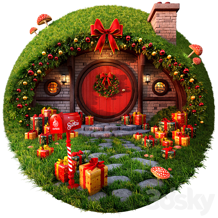 Hobbit Christmas House - Facade element - 3D model