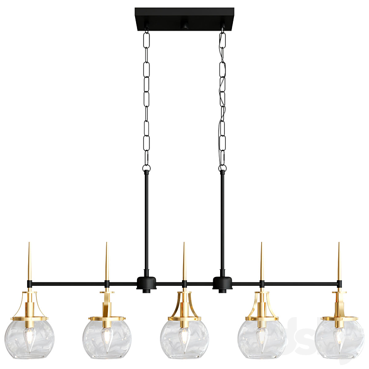 Loram 5-Light Wide Kitchen Island Linear Pendant - Pendant light - 3D model