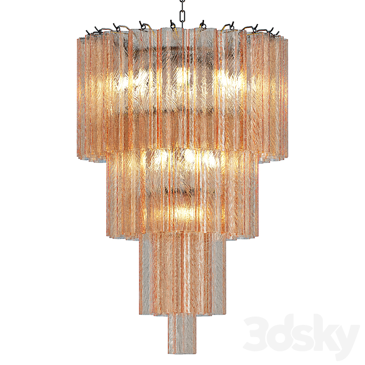 Melba Pink Glass Chandelier - Pendant light - 3D model