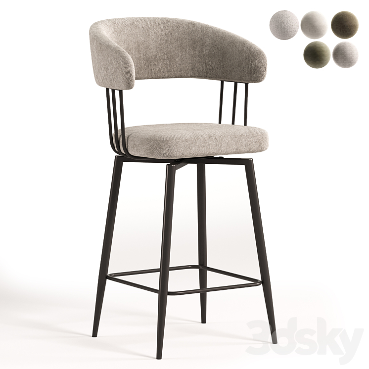 Glitzhome H Modern Hunter Bar Stool - Chair - 3D model