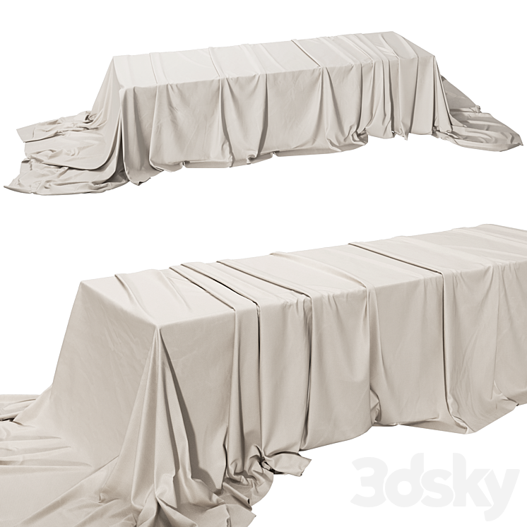 Tablecloth with drapes for a long table - Table - 3D model