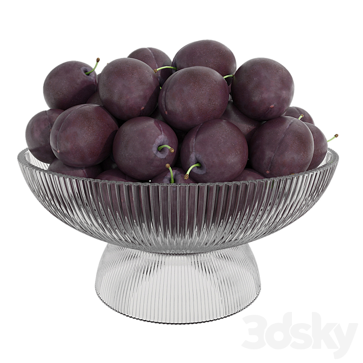 Plum ripple glass bowl - Food and drinks - 3D model