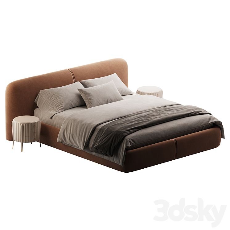 Curios Cocoa Upholstered King - Bed - 3D model